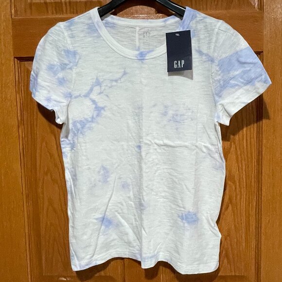 GAP | Tops | Gap Womens M Forever Soft Tshirt White Blue Tie Dye Short ...